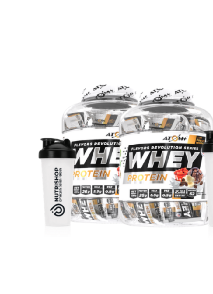 זוג במבצע! Atom Plus Whey Protein בטעמים + מתנות - Nutrishop